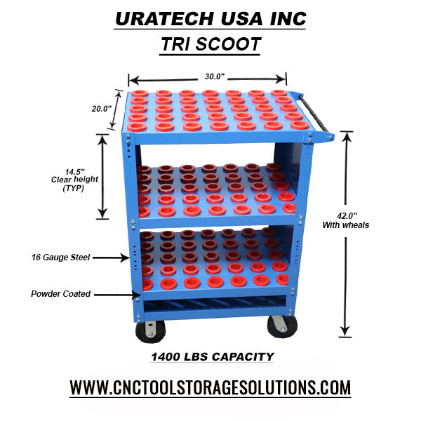 40 Taper Tri Scoot Cnc Tool Cart Durable Cnc Tool Storage Uratech